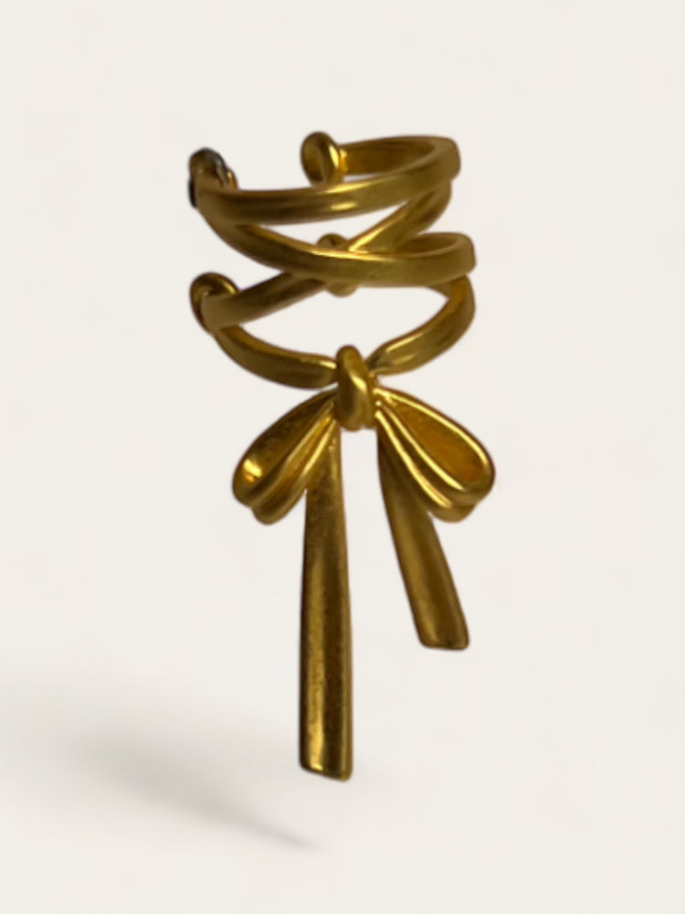 Ribbon Bow Ear Cuff - Matte Gold - Ynez Project