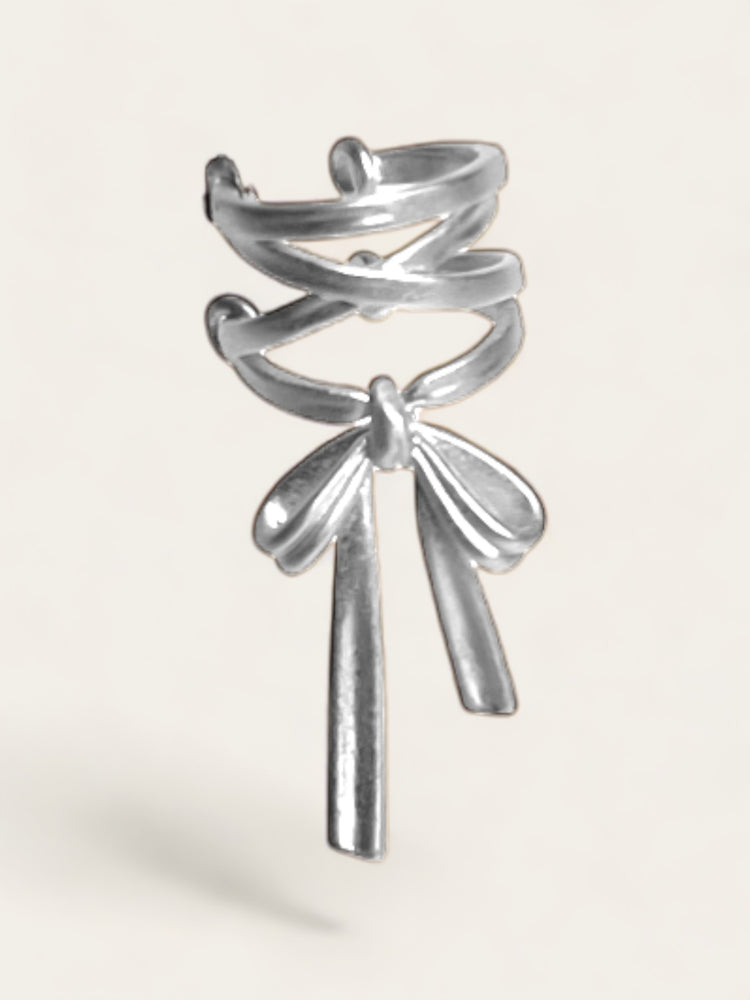 Ribbon Bow Ear Cuff - Matte Silver - Ynez Project